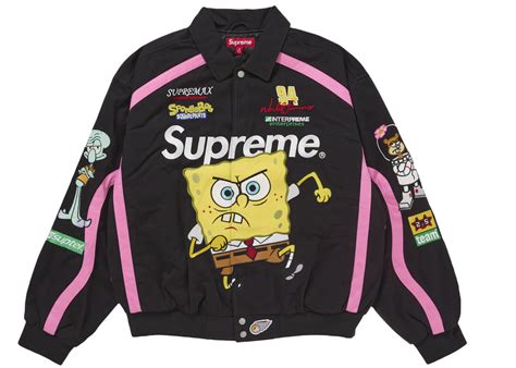 Supreme Spongebob Squarepants Jeff Hamilton Racing Jacket Black Mens