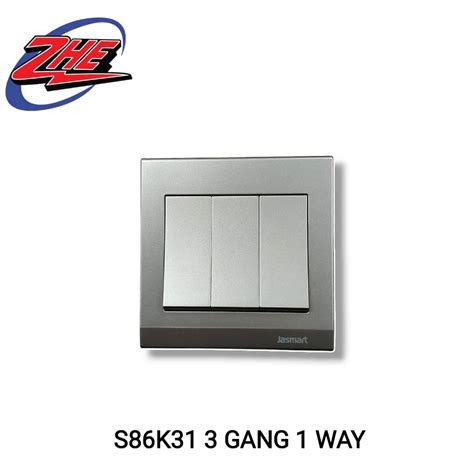 Jasmart Switch S Series 1 Way 1 Gang 2 Gang 3 Gang Sliver Color Wall Switch Button Soket Suis
