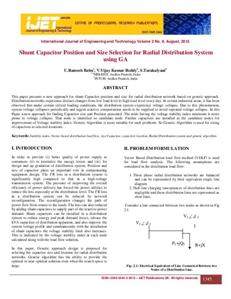 Pdf Shunt Capacitor Position And Size Selection For Radial
