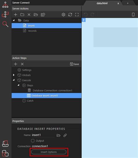 Wappler Documentation Insert Database Record