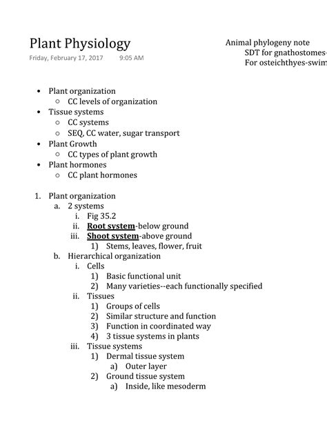 Plant Physiology Lecture Notes 9 Plant Physiology Friday February