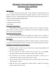 Semiconductor Physics PYB J UNIT Pdf SRM Institute Of Science And Technology Ramapuram