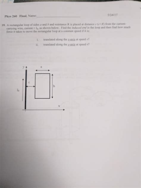 Solved A Rectangular Loop Of Sides A And B And Resistance R Chegg