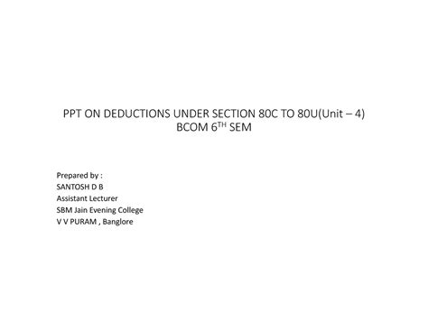Deductions Under Section 80c 80u Ppt On Deductions Under Section 80c