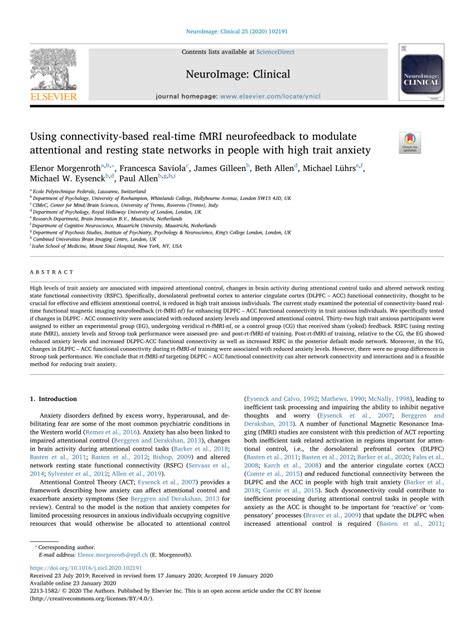 Pdf Using Connectivity Based Real Time Fmri Neurofeedback To Modulate Attentional And Resting