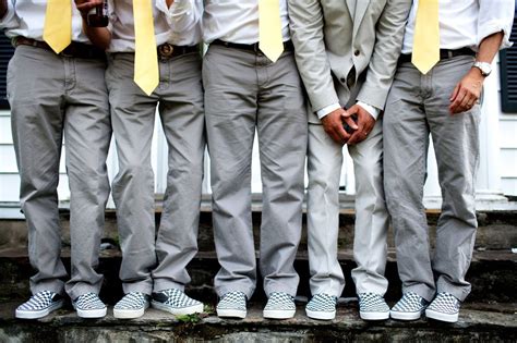 Groomsmen In Vans Shoes Bride And Groom Vans Slip On Black Shoes