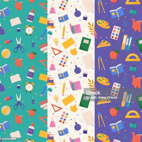 학교 및 교육 관련 개체 원활한 패턴의 집합입니다 벡터 일러스트레이션 개념에 대한 스톡 벡터 아트 및 기타 이미지 개념 계산기 공부 Istock