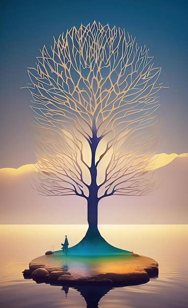 Premium Photo A Drawing Of A Tree With A Tree In The Middle