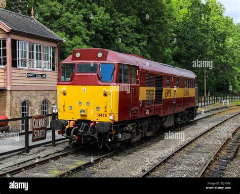 Br Class 31 Diesel Electric Locomotive Number 31466 Outside Highley Signal Box Severn Valley Br Class 31 Diesel Electric Locomotive Number 31466 Outside Highley Signal Box Severn Valley