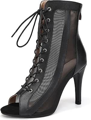 Ycalcp Vrouwen Dacne Laarzen Latin Zwart Open Toe Salsa Ballroom Dansschoenen Amazon Nl