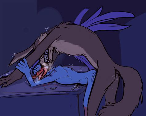 Rule 34 Against Desk Against Furniture Against Surface Anthro Anthro On Anthro Avian Bird Bite