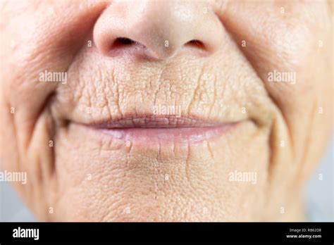 Lips Of Old Woman Stock Photo Alamy
