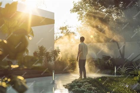 Premium Photo Person Controlling Smart Irrigation System Remotel