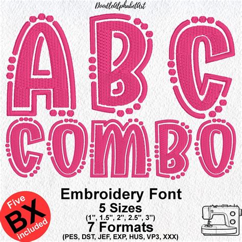 Lines And Dots Combo Embroidery Font 5 Sizes 7 Formats 5 Native Bx