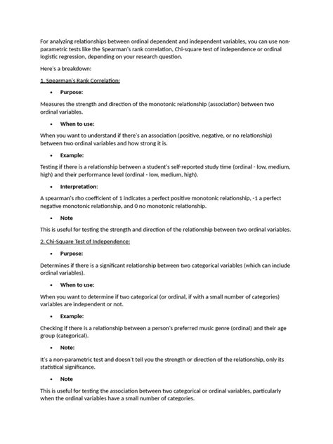 For Analyzing Relationships Between Ordinal Dependent And Independent