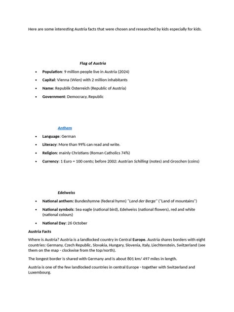 Austrila For College Project Pdf Austria Vienna