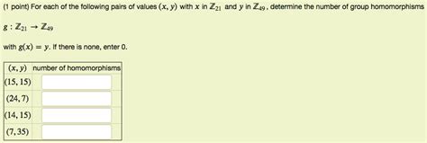 Solved (1 point) For each of the following pairs of values | Chegg.com