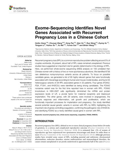 Pdf Exome Sequencing Identifies Novel Genes Associated With Recurrent