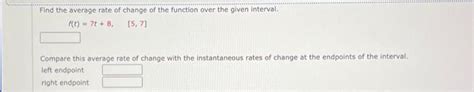 Solved Find The Average Rate Of Change Of The Function Over Chegg