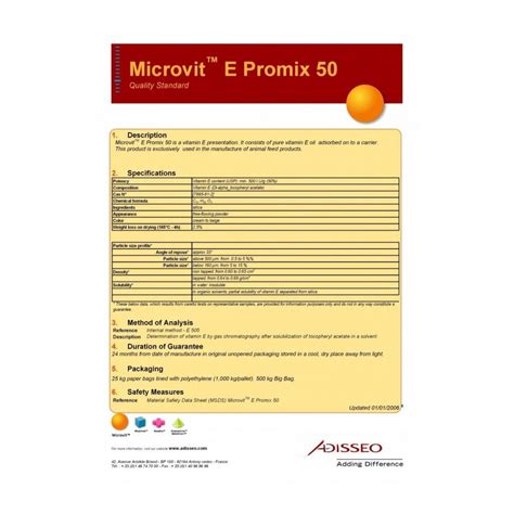 Microvit E Promix 50 Adisseo Equine Nutrition Analysis Feed Bank