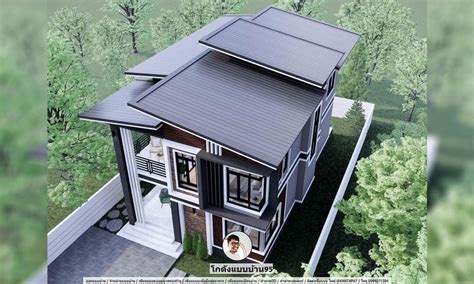 แบบบ้านโมเดิร์นสองชั้น P 970 งานเขียนแบบautocad บ้านสวย 4 ห้องนอน