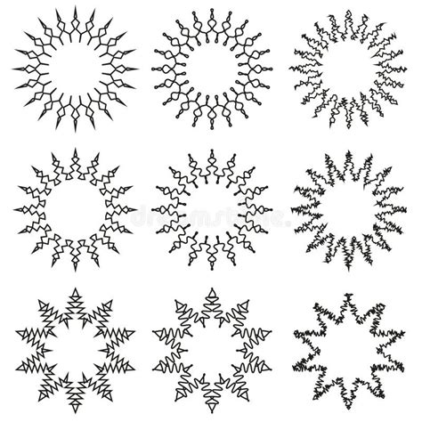 Abstract Circular Patterns Decorative Mandala Designs Black Vector Set Geometric Symmetry Art