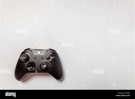 Black Joystick Gamepad Game Console Isolated On White Background Computer Gaming Technology