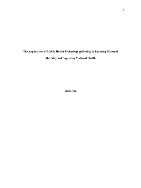 The Applications Of Mobile Health Technology Mhealth In Reducing Maternal Mortality And
