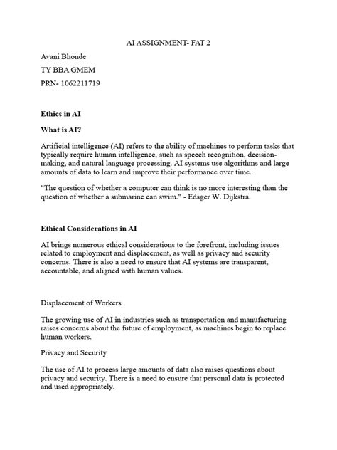 avani bhonde ai fat 2 pdf artificial intelligence intelligence