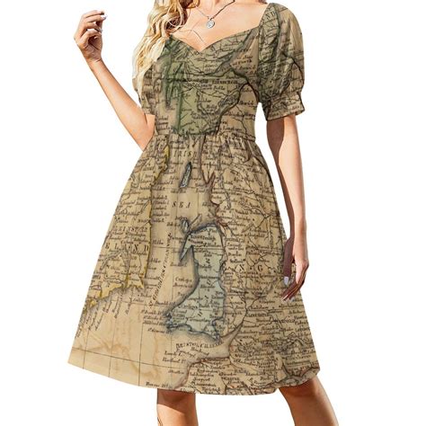 Europe Map Dress Sexy V Neck Countries World Elegant Dresses Female