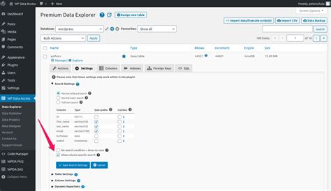 Wp Data Access Data Explorer Search Settings Allow Individual