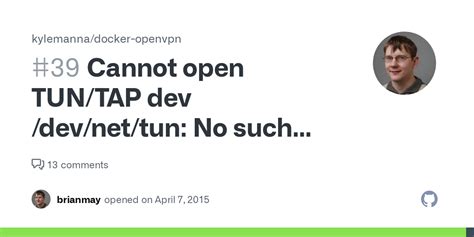 cannot open tun tap dev dev net tun no such file or directory · issue