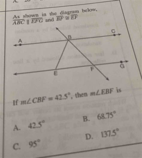 A As Shown In The Diagram Below Overline Abcparallel Overline Efg And