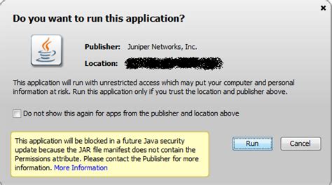 windows 7 after java update juniper vpn site is not recognizing that