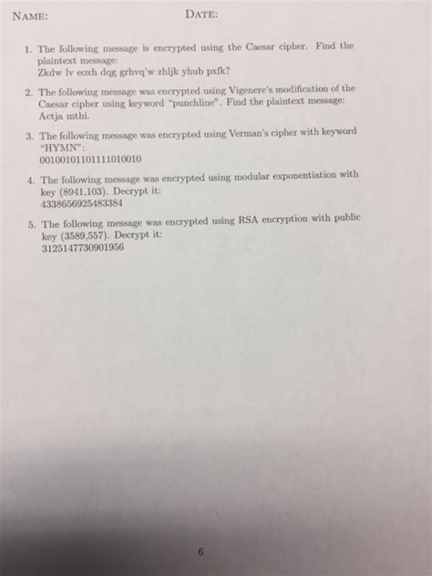 solved name date 1 the following message is encrypted