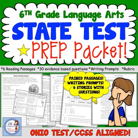 6th Grade State Test Prep For Language Arts Ohioccss Aligned Amped