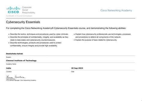 Deeksheka Ashok On Linkedin Cybersecurity Cisconetworkacademy