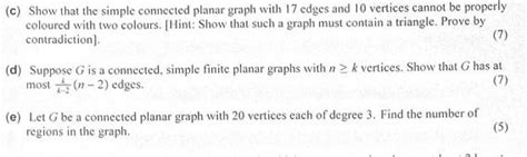 solved c show that the simple connected planar graph with