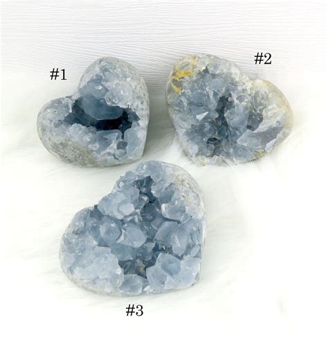 Cute Small Size Celestite Celestine Druzy Heart Shape Geode Clusters Raw Rough Specimens