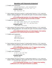 Simplify Polynomials Combining Terms And Coefficients Course Hero