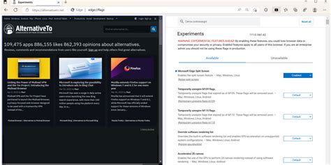 microsoft edge has a hidden split screen feature alternativeto