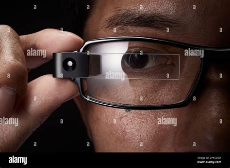 Man Wearing Smart Glasses Stock Photo Alamy