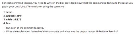 Solved For Each Command You Use You Need To Write In The