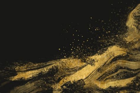 바다와 파도 개념 검은 배경에 금색으로 된 역동적 인 일본어 브러시 스트로크가있는 추상적 인 배경 텍스트를 위한 공간 일본