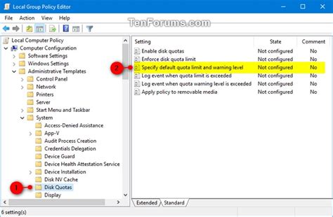 Set Disk Quota Limit And Warning Level For New Users In Windows Tutorials