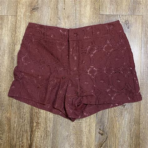 ln elle shorts burgundy lace overlay size 10 depop