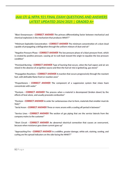 Iaai Cfi And Nfpa 921 Final Exam Questions And Answers Latest Updated 2024 2025 Graded A Cfi