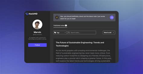 Hackmd 想要更輕鬆地與他人交流並展示你的作品嗎？hackmd 個人公開頁幫你辦到！ 自訂個人頁面，選擇你的精選筆記，開啟有價值的對話。 立即設定你的專屬公開頁，讓更多人發現你的精彩