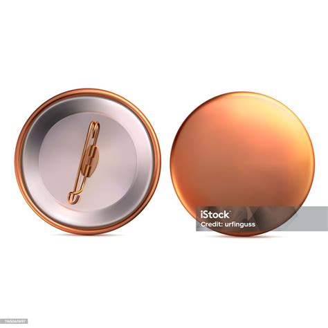 크립토퍼 컬러 라운드 베이지 핀 브로치 흰색 배경에 격리 된 사실적인 그림 3차원 형태에 대한 스톡 벡터 아트 및 기타 이미지 3차원 형태 공란 광고 Istock