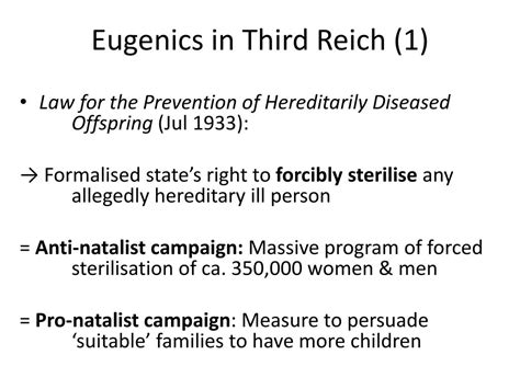 Ppt The Dark Legacy Of Eugenics In Nazi Germany Ideology And
